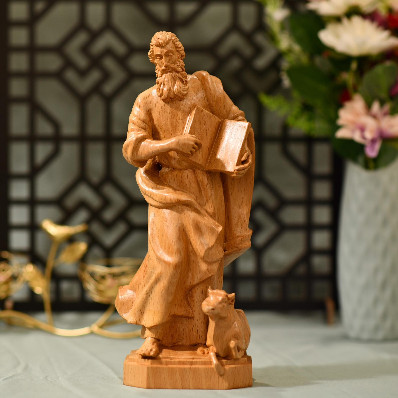 St. Luke the Evangelist Statue Wood Decor Gift for Him Gifts for Dad ...