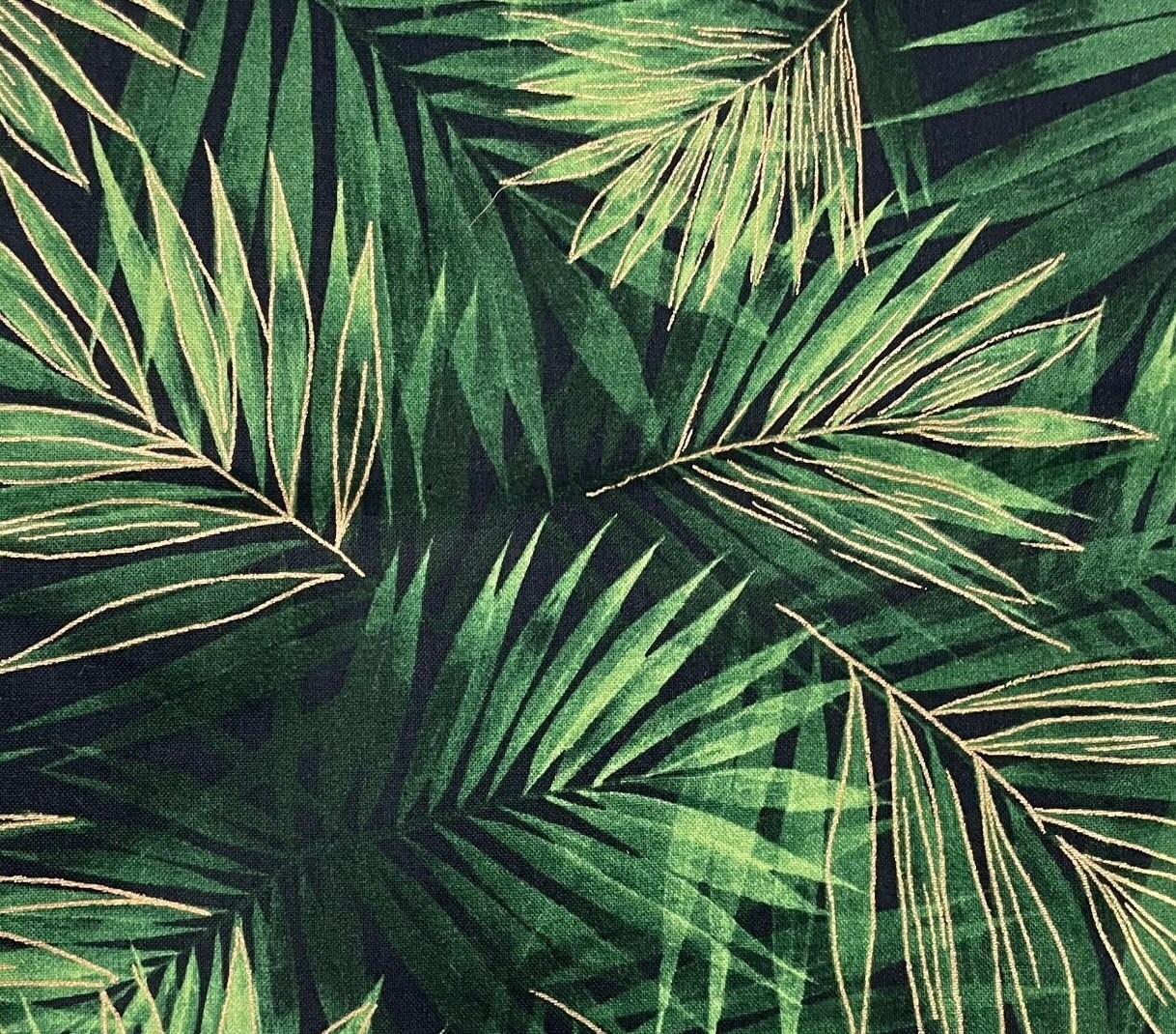 Green Leaves Fabric, Green and Gold Leaves Fabric, Tropical Fabric - Etsy