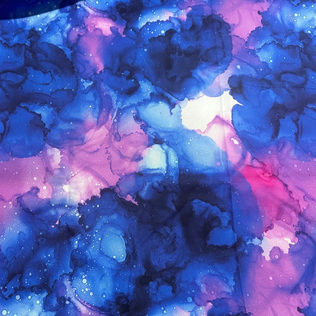 Blue and Pink Watercolor Fabric, Alcohol Blending Fabric, Lining Fabric ...