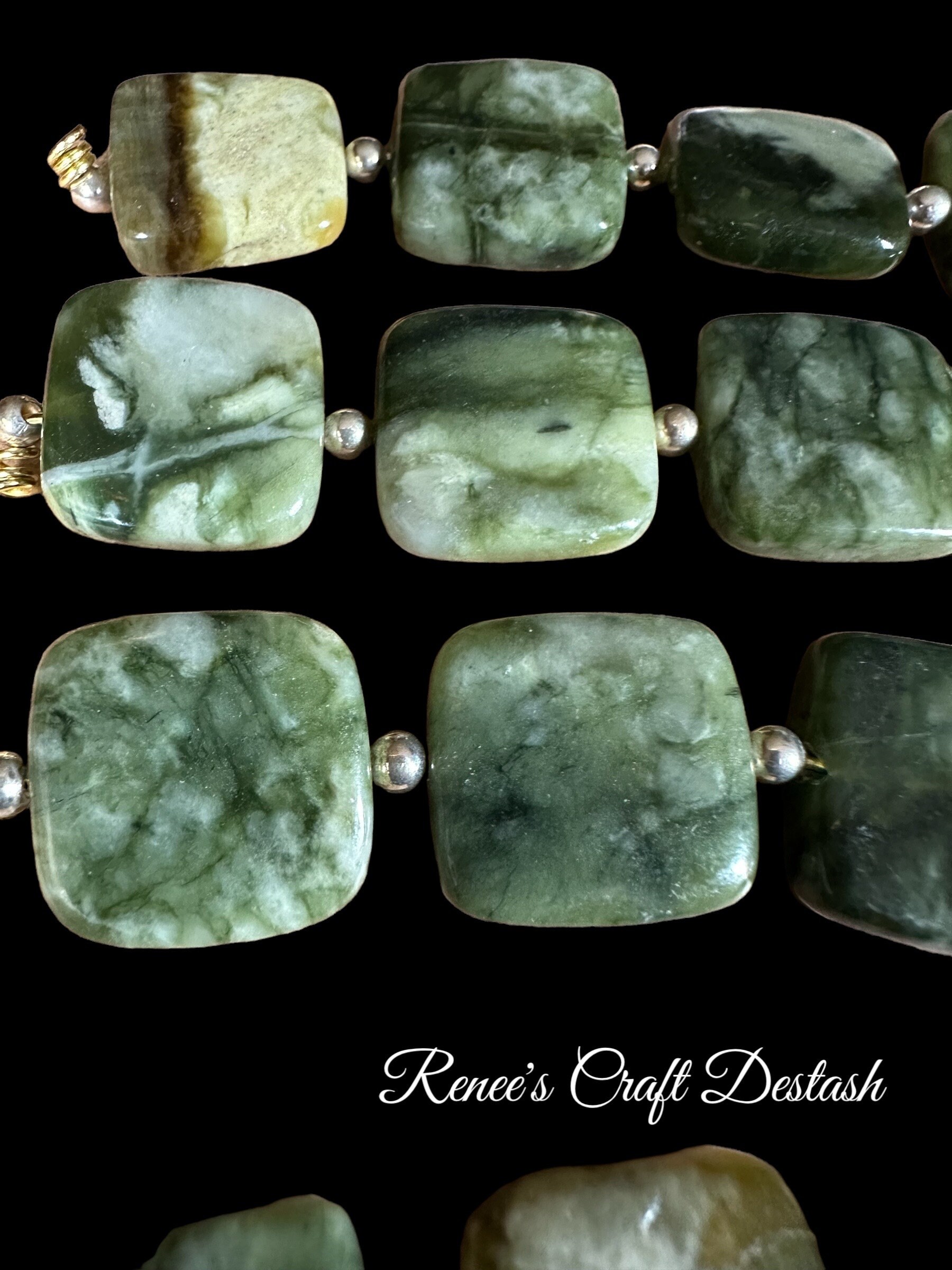 China Nephrite Jade Gemstones. 20mm Square. Six Beads per Set. Four ...