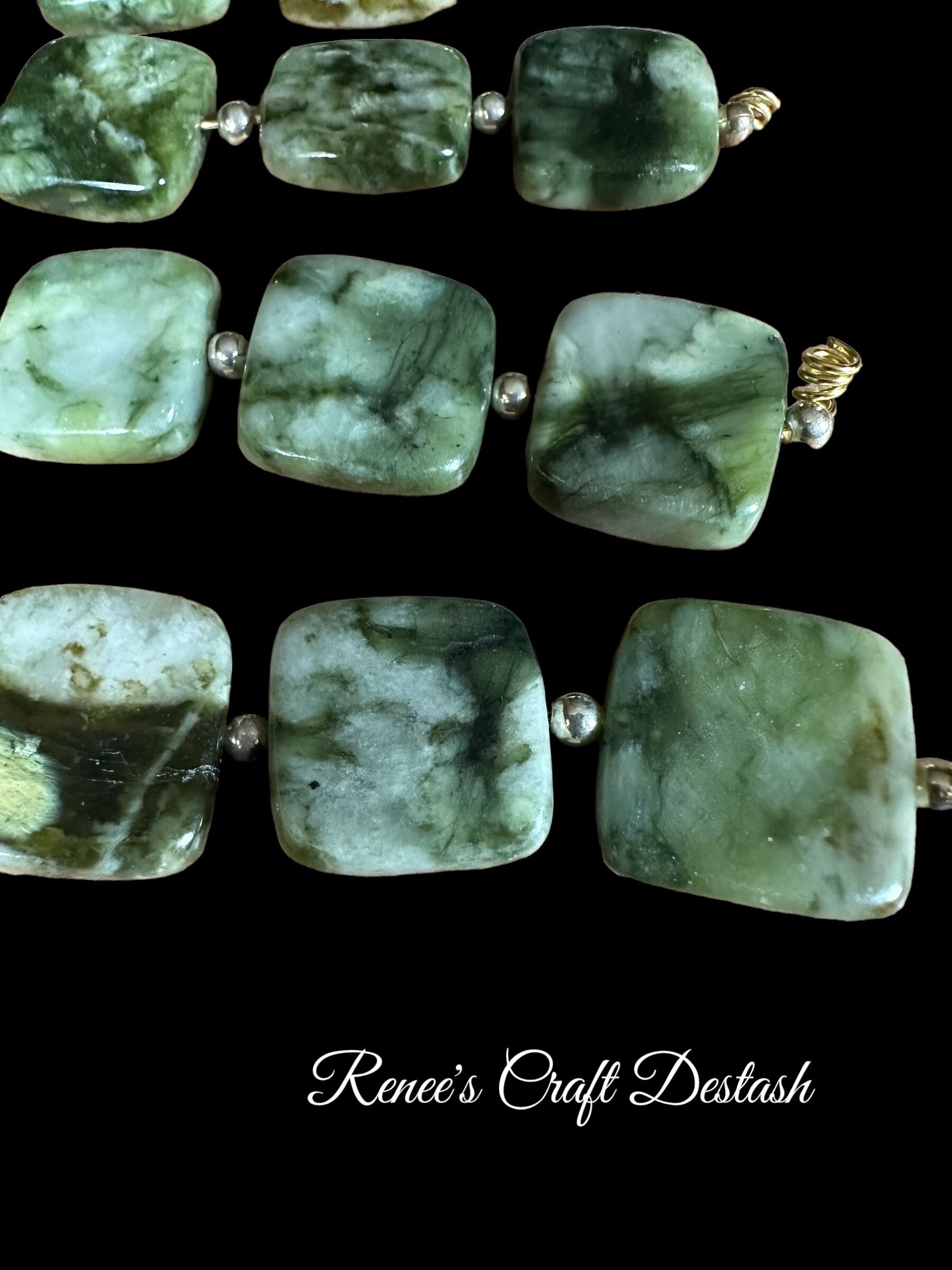 China Nephrite Jade Gemstones. 20mm Square. Six Beads per Set. Four ...