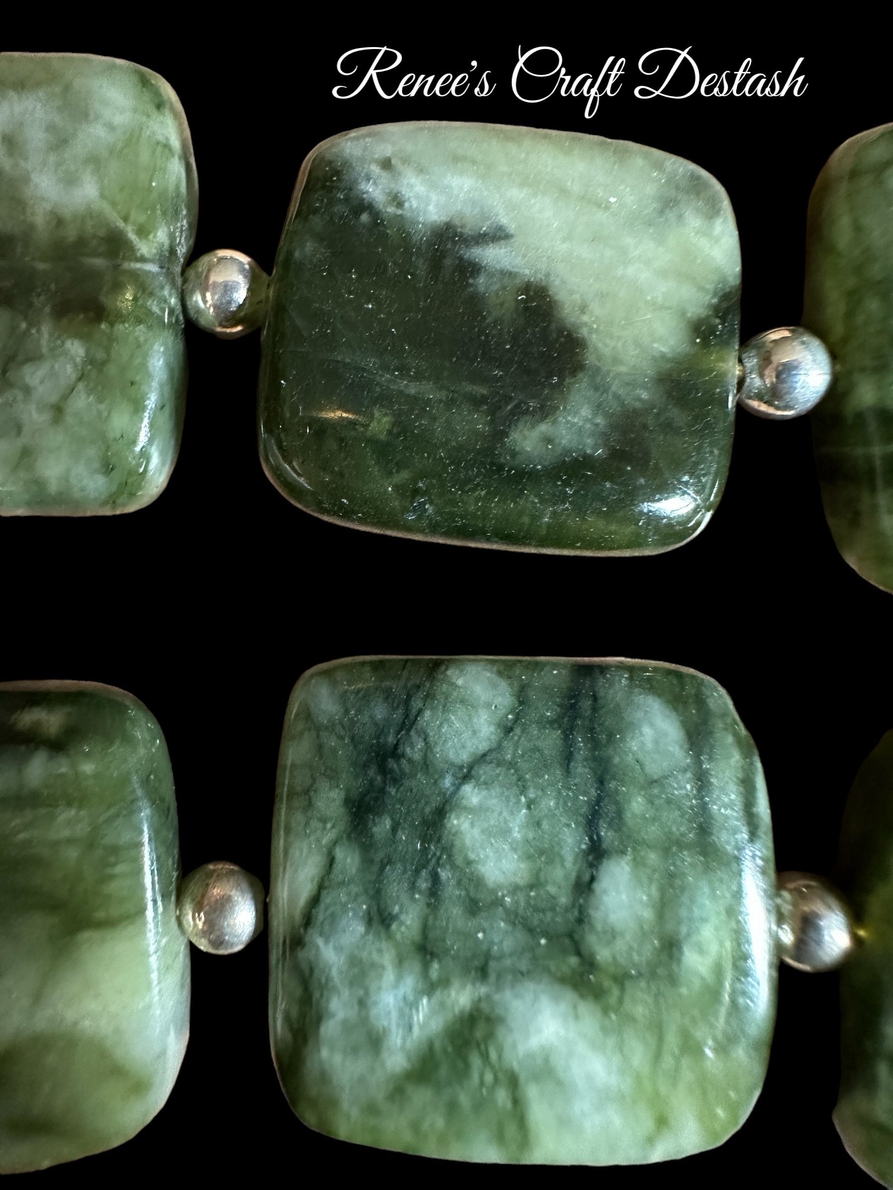 China Nephrite Jade Gemstones. 20mm Square. Six Beads per Set. Four ...