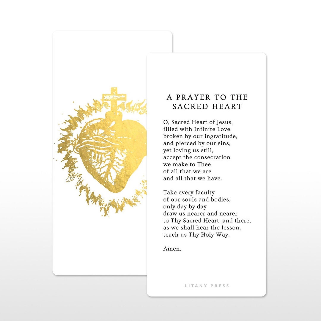 Sacred Heart Prayer Card - Etsy