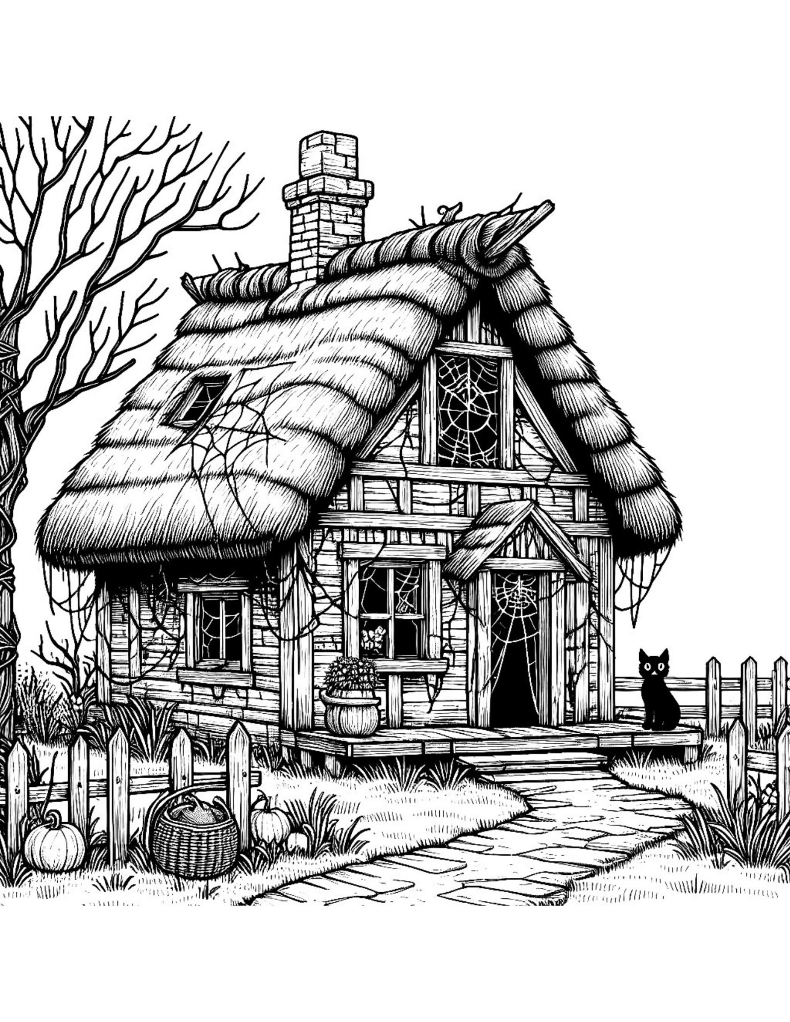 Spooky Haunted House Coloring Pages, Halloween Coloring Sheets, Creepy ...