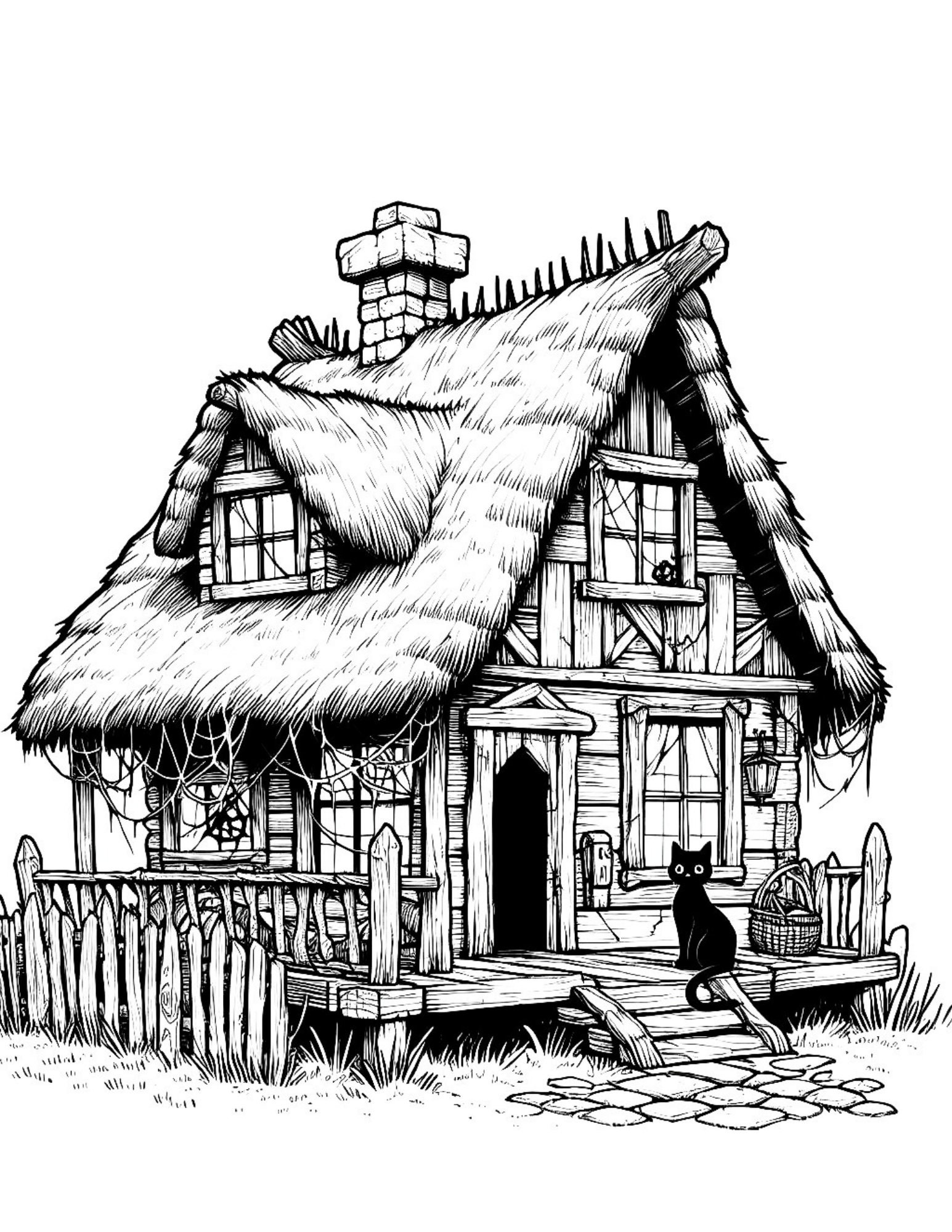 Spooky Haunted House Coloring Pages, Halloween Coloring Sheets, Creepy ...