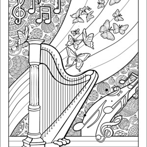 Printable Coloring Pages, Set of 5 Different Coloring Pages, Musical ...