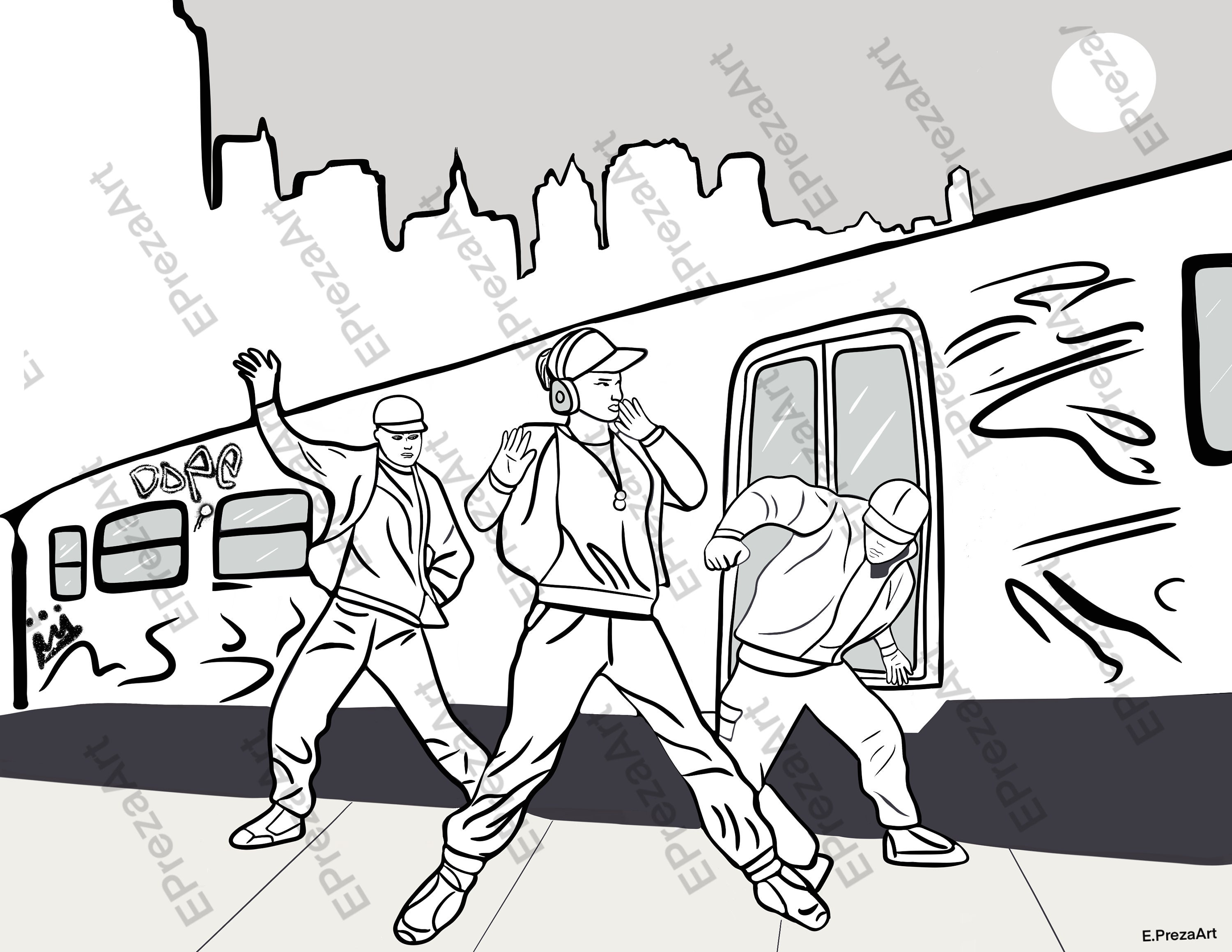 Printable Coloring Pages, Five Different Coloring Pages, Hip Hop ...