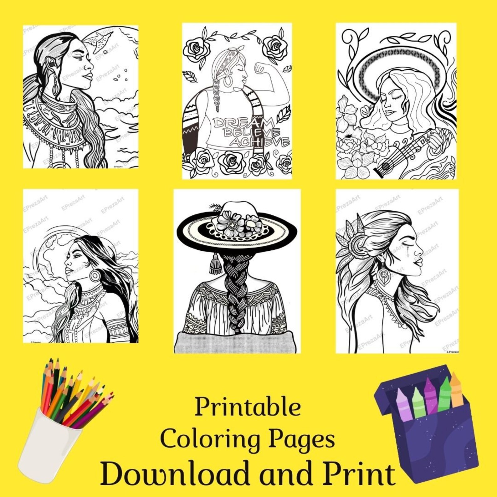 Printable Coloring Pages, Six Different Coloring Pages, Indigenous ...