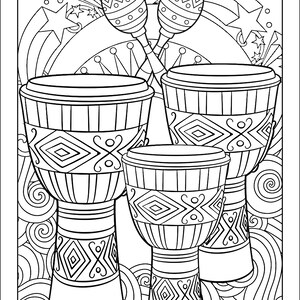 Printable Coloring Pages, Set of 5 Different Coloring Pages, Musical ...