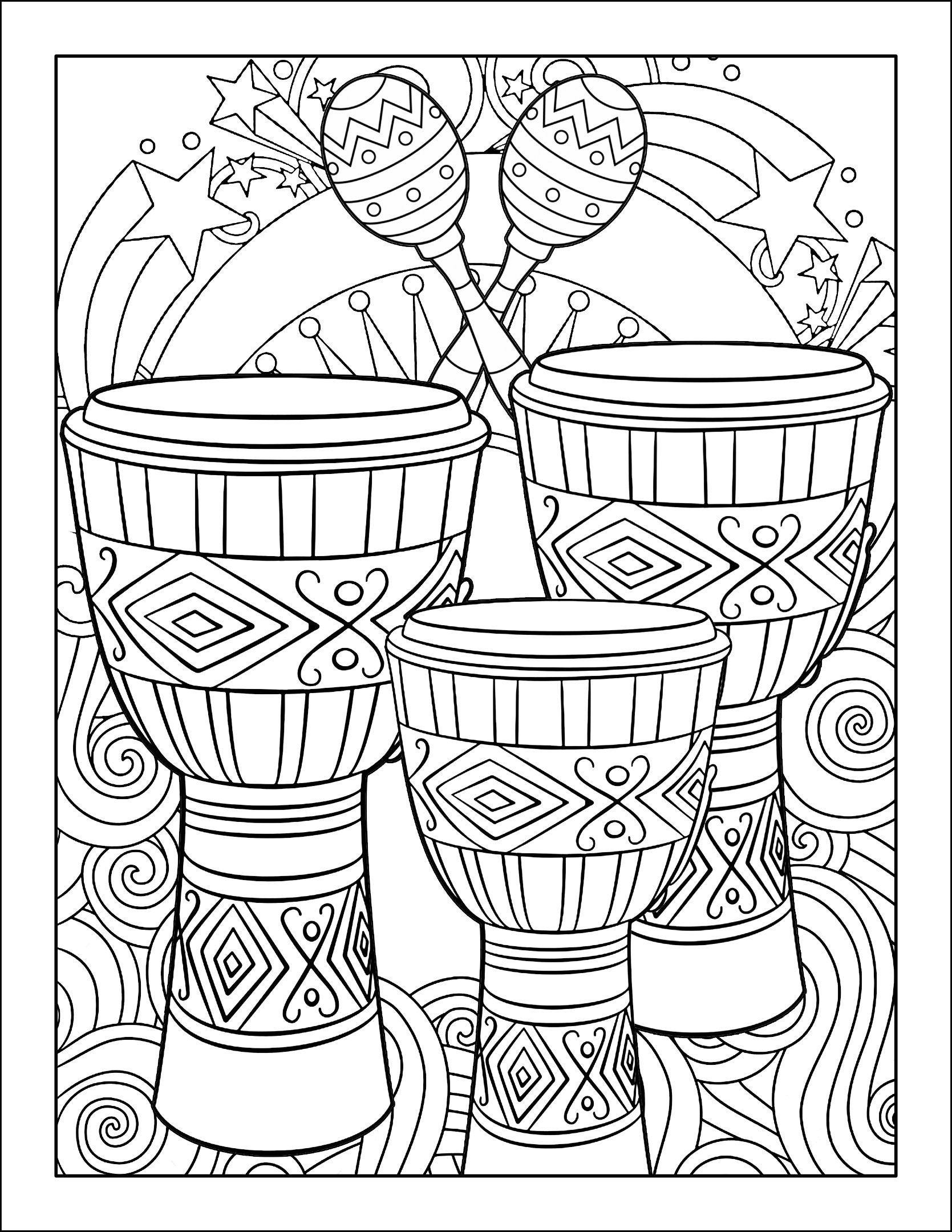 African Drum Coloring Page