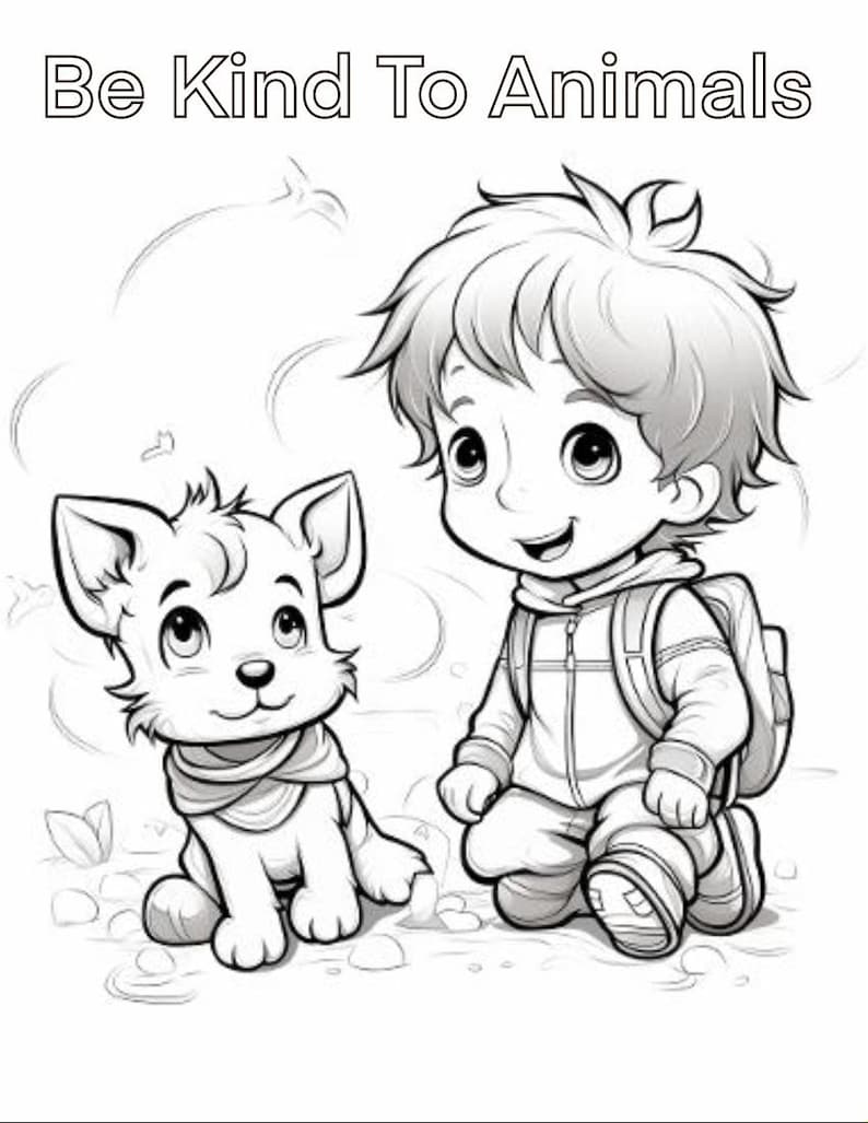 Printable Coloring Pages, Set of 4 Different Coloring Pages, Be Kind ...