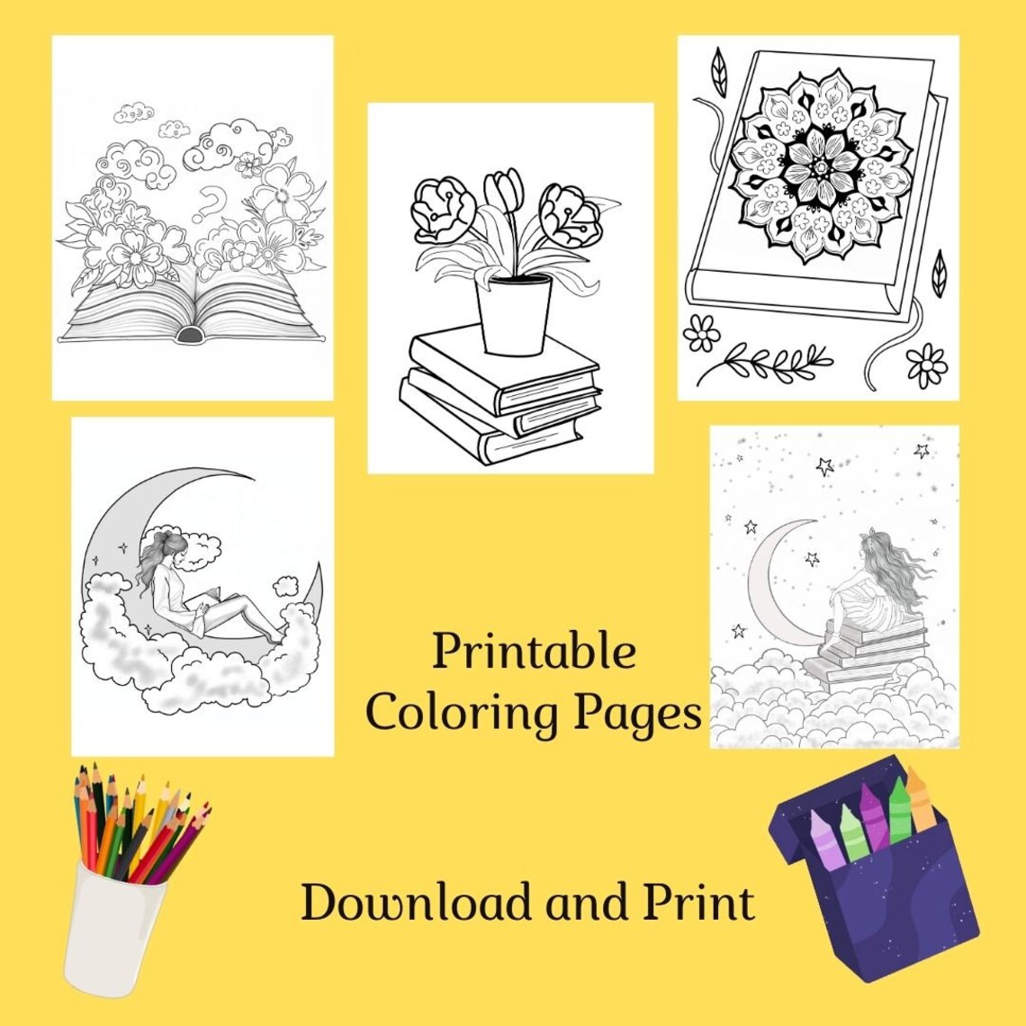 Printable Coloring Pages, Book Coloring Pages, Coloring Printables - Etsy