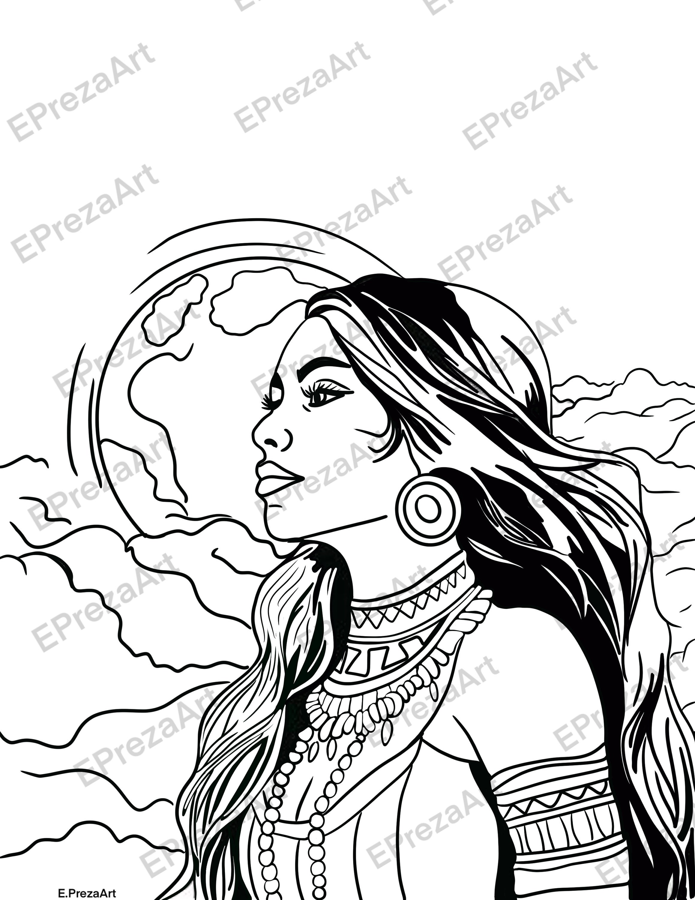 Printable Coloring Pages, Six Different Coloring Pages, Indigenous ...