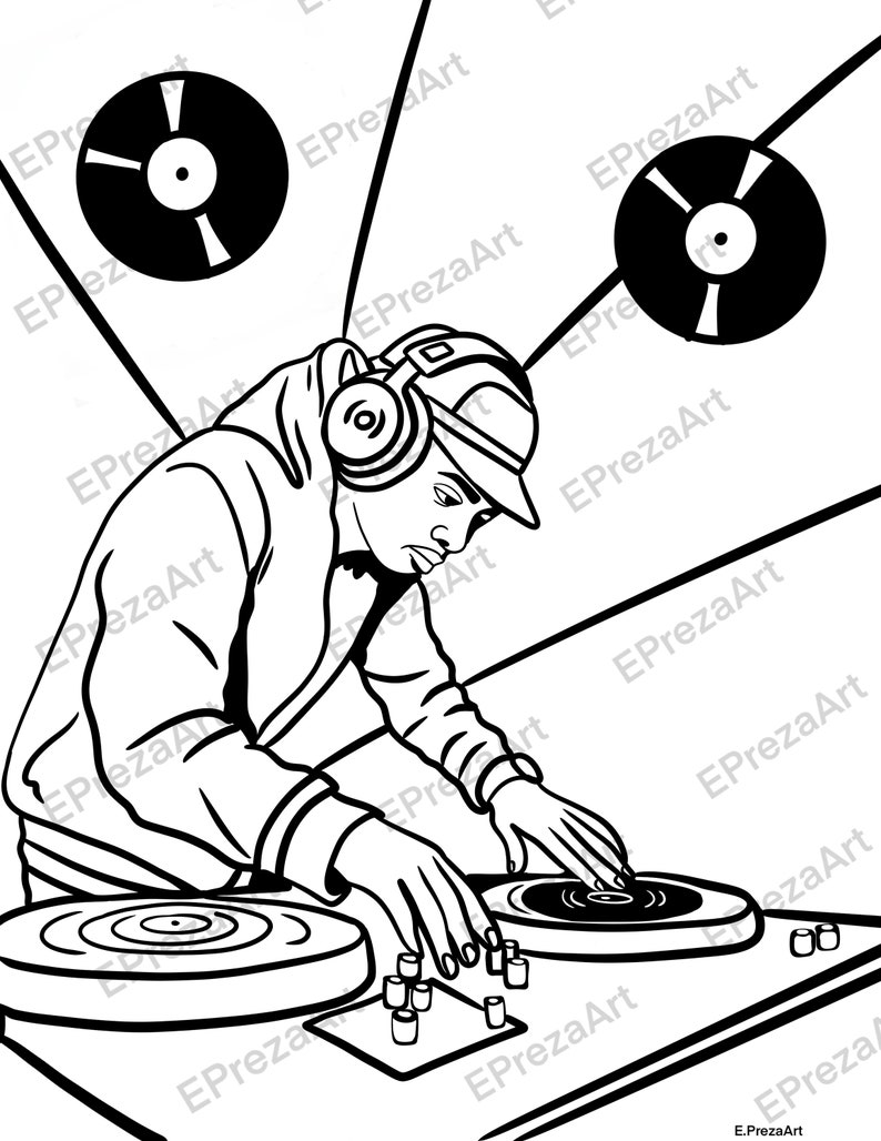 Printable Coloring Pages, Five Different Coloring Pages, Hip Hop ...