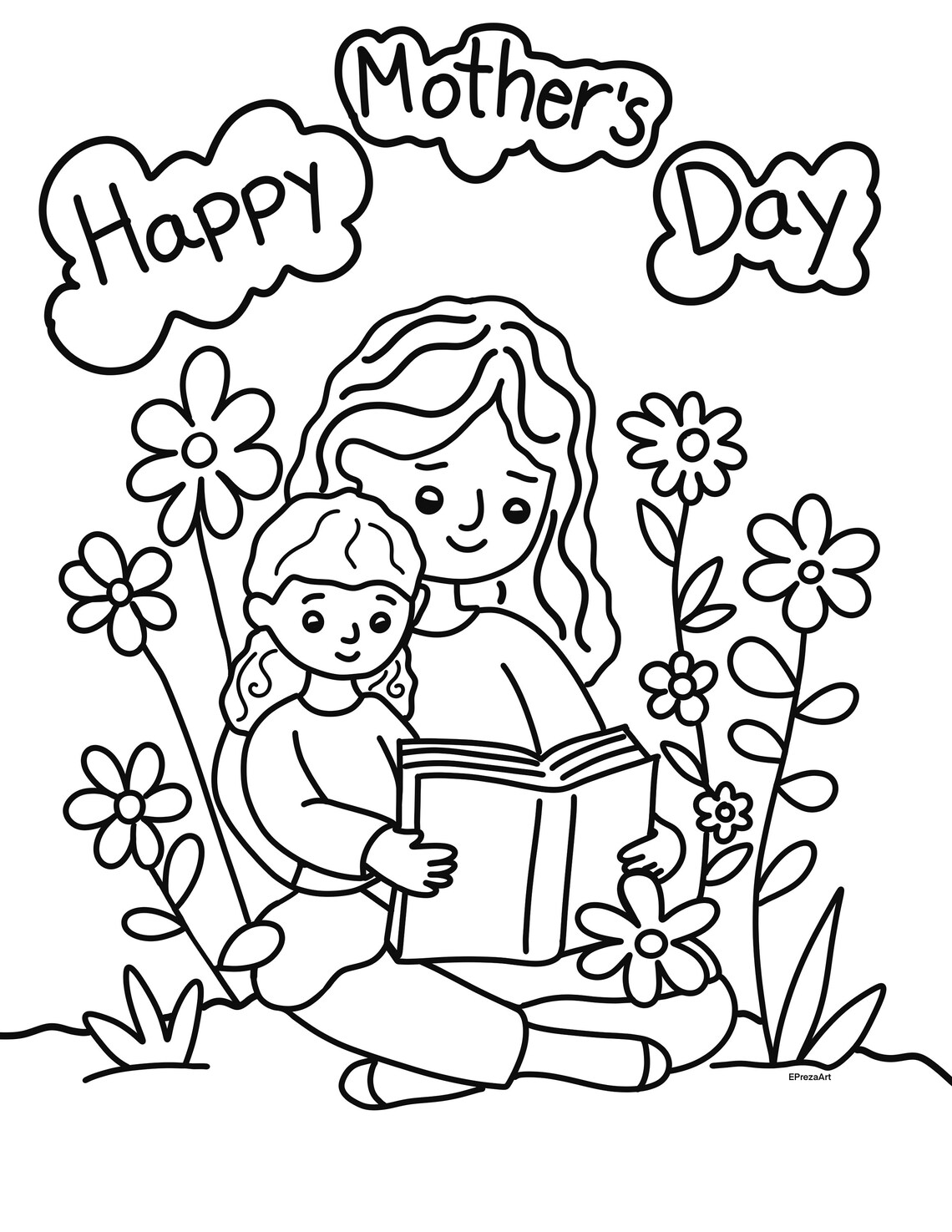 Mother's Day Coloring, Printable Coloring Pages, Mother's Day ...