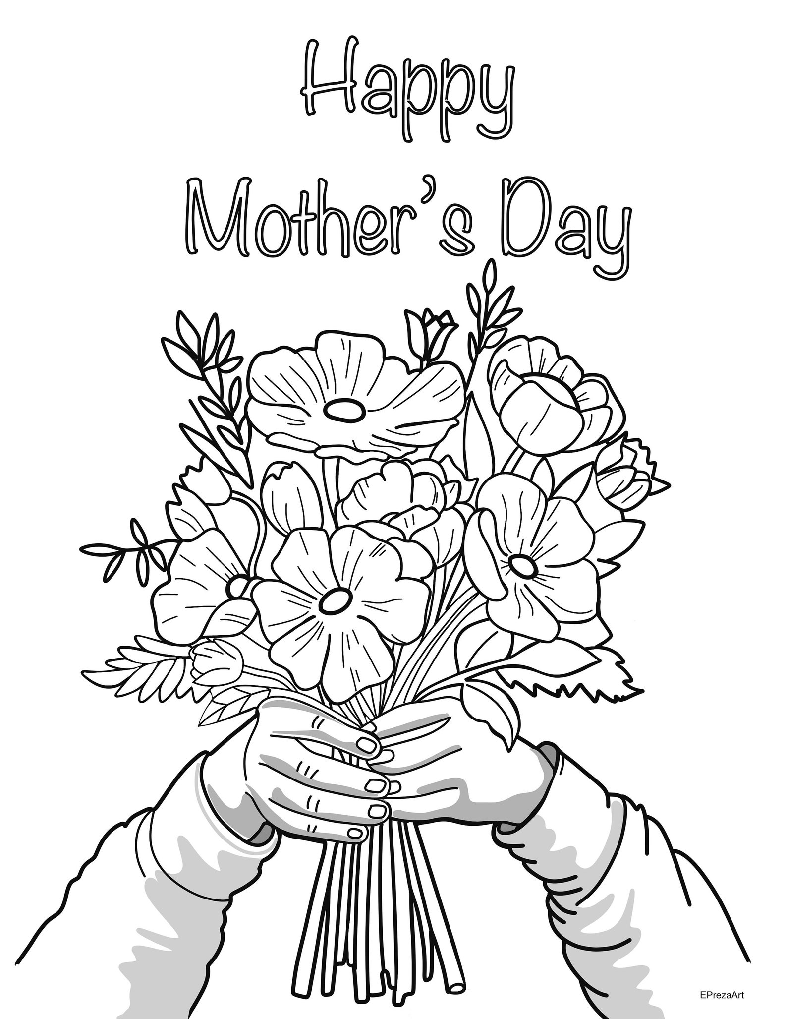Mother's Day Coloring, Printable Coloring Pages, Mother's Day ...