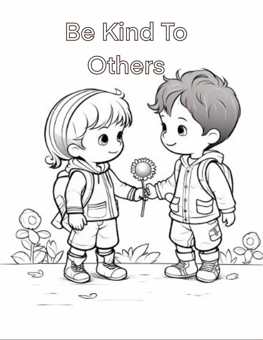 Printable Coloring Pages, Set of 4 Different Coloring Pages, Be Kind ...