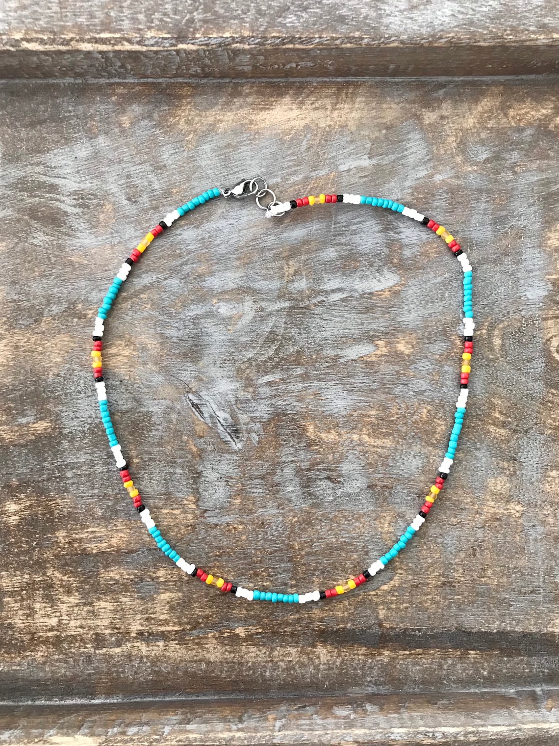 Western Sunset Choker Seed Bead Necklace Etsy