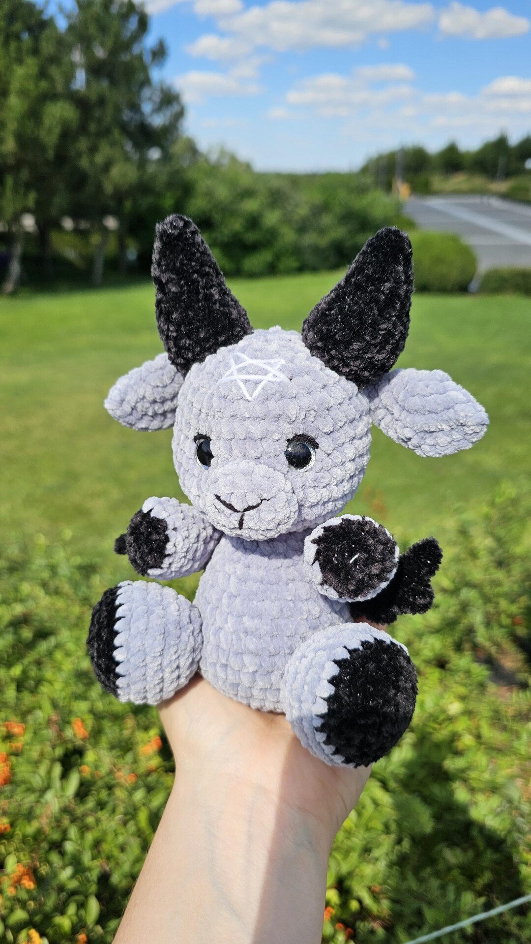 Handmade Plush Baphomet Toy – Soft Amigurumi Plushie With Embroidered ...