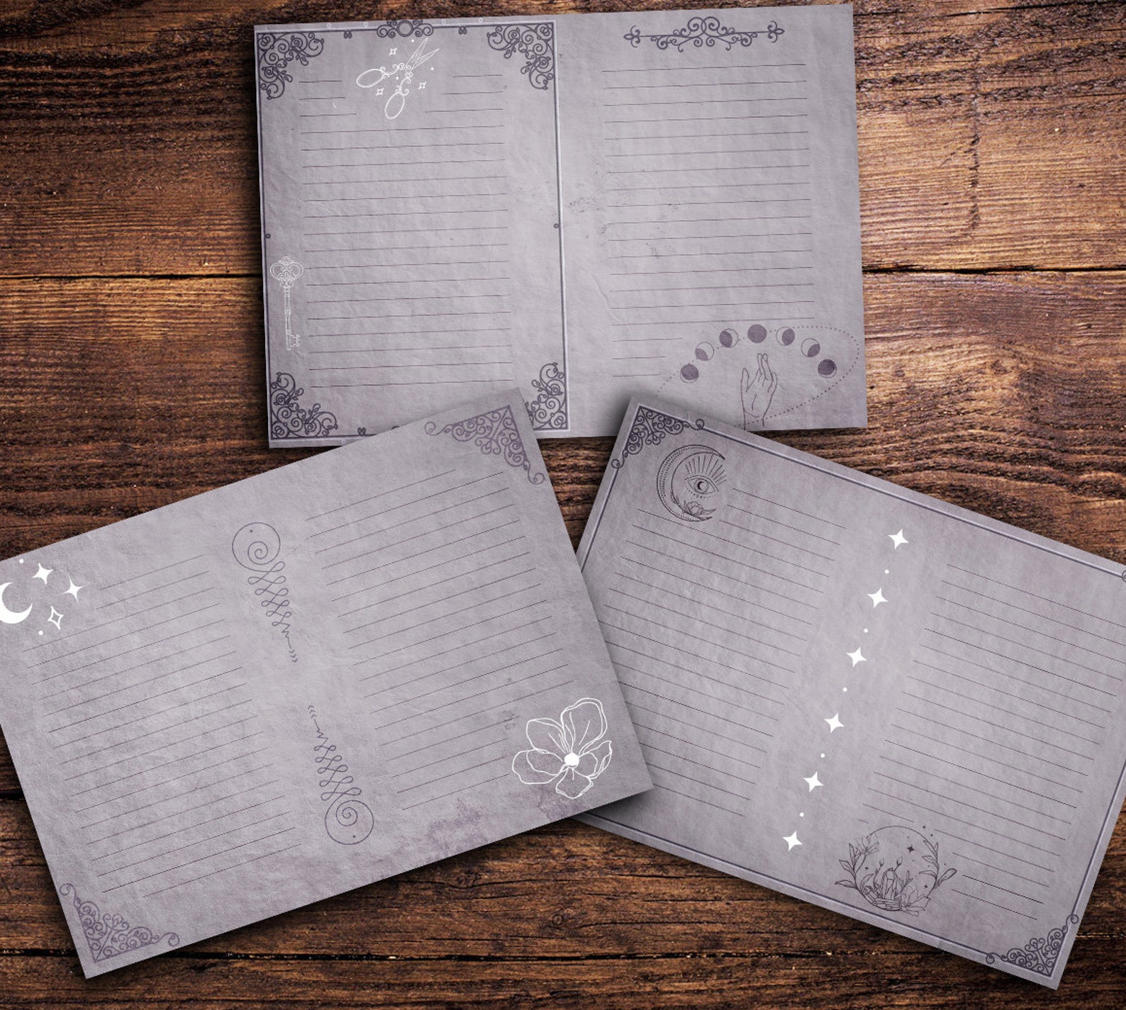 Printable Blank Book of Shadows Pages Grimoire Wicca Pages Purple ...