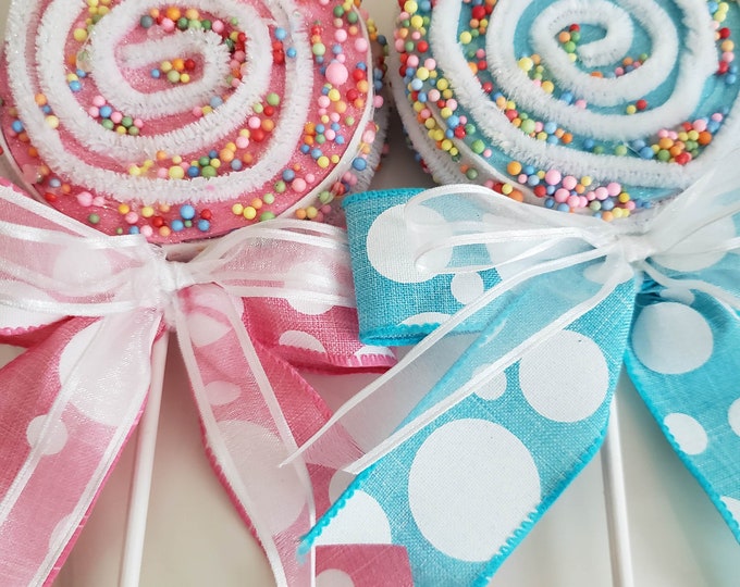 Glitter Swirl Faux Candy and Lollipop Decoration Set, Fake Candy for ...