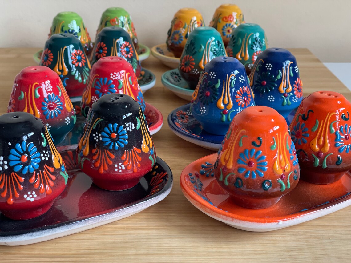 Ceramic salt and pepper shakers set authentic handmade and | Etsy