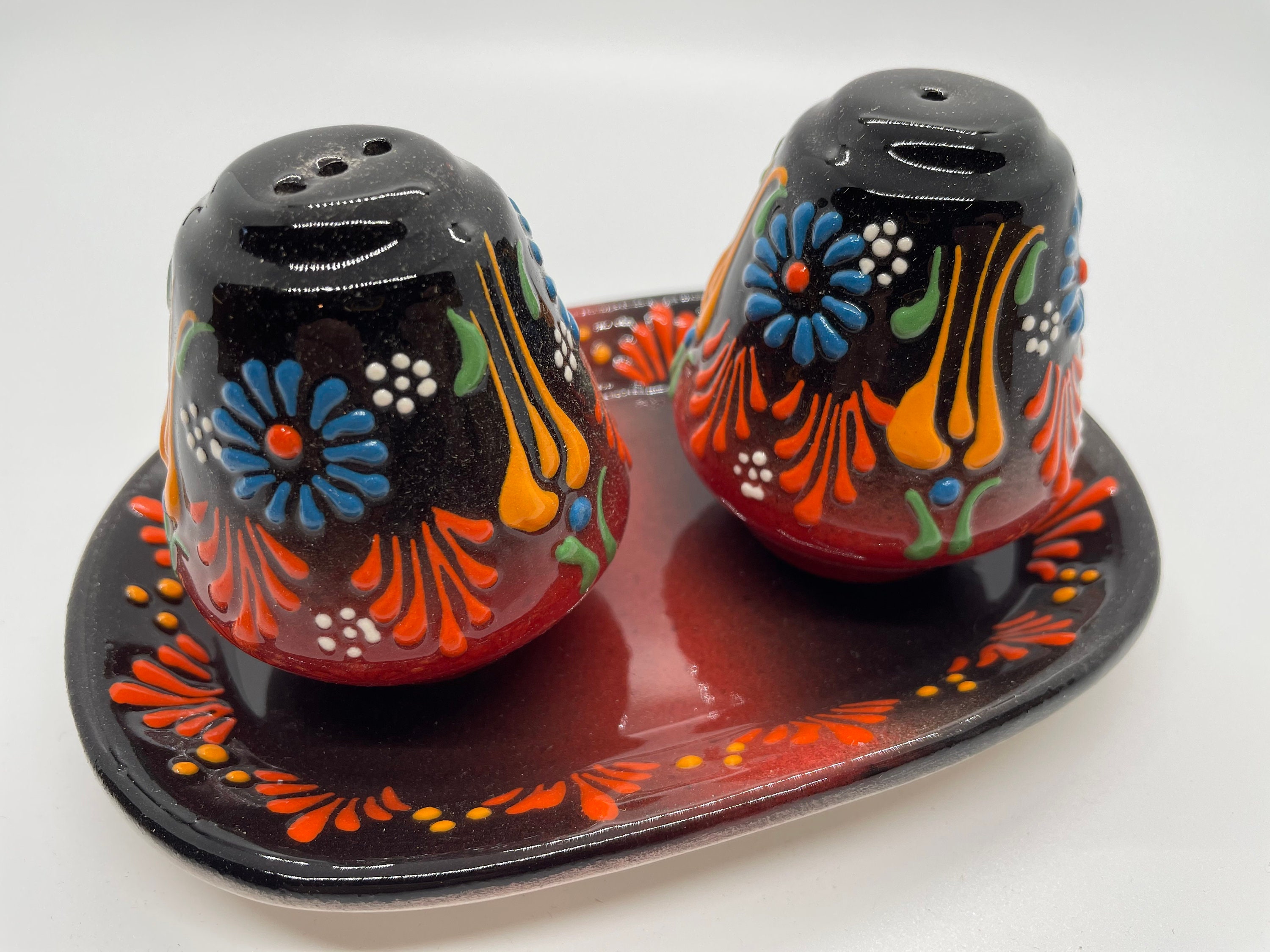 Ceramic Salt And Pepper Shakers Set Authentic Handmade And Etsy