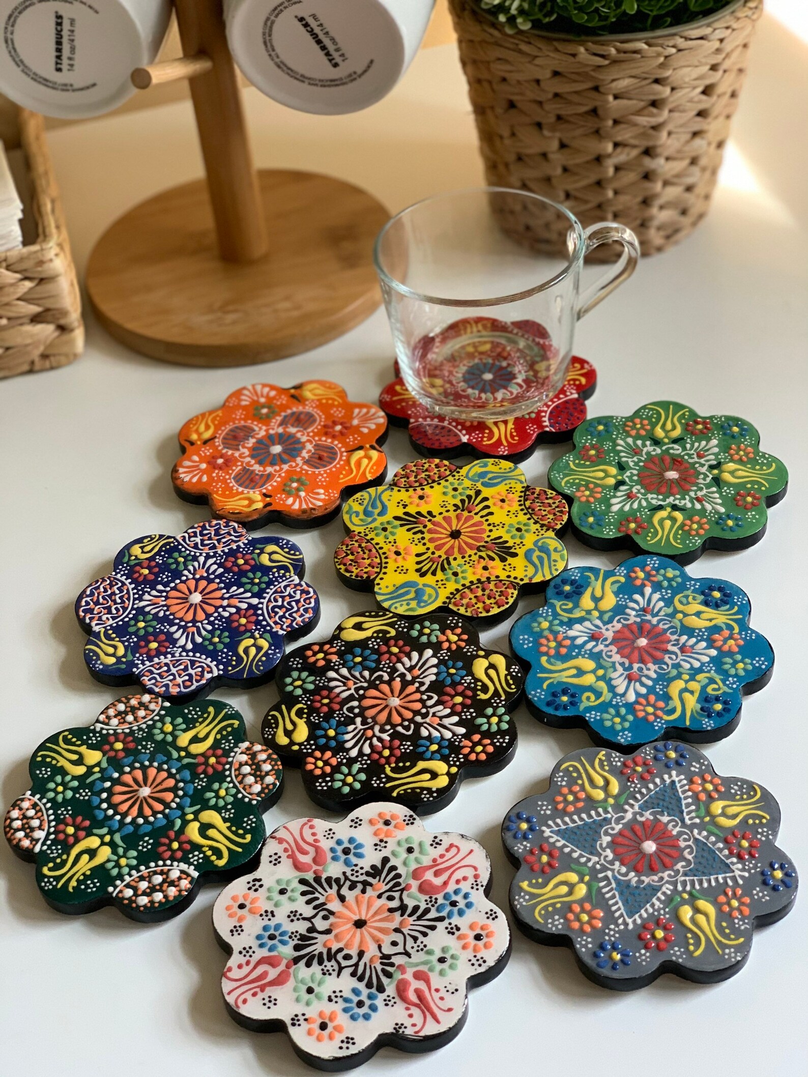 Ceramic Coasters Drink Coasters Turkish / Mediterranean / | Etsy