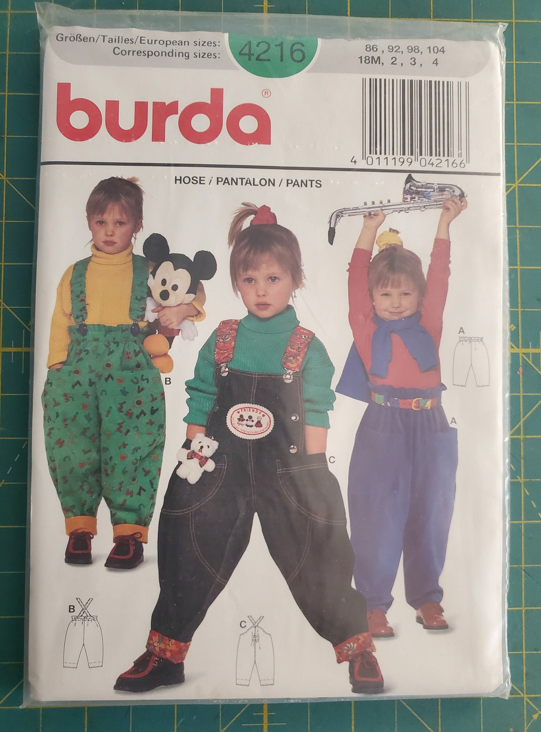 90s Burda Toddler Overalls Pattern 4216, Suspender Pants UNCUT - Etsy