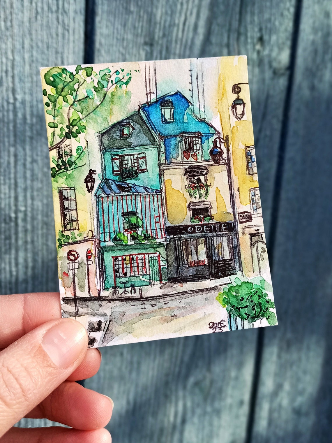 Weekend in Paris, Original Drawing, Miniature ACEO, Artwork Painting ...