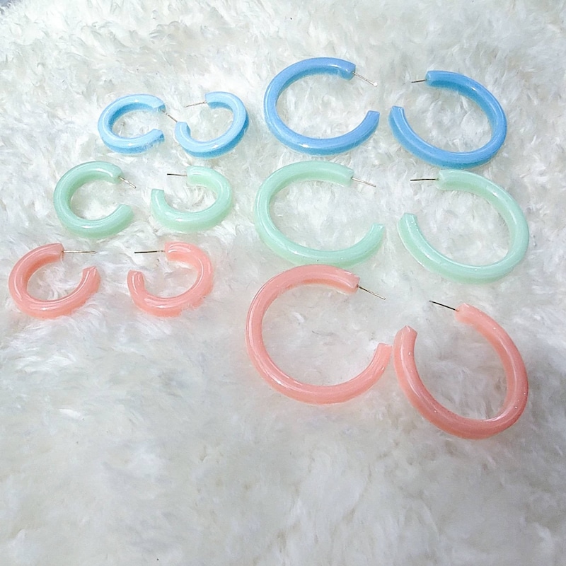 Resin Hoop Earrings - Etsy