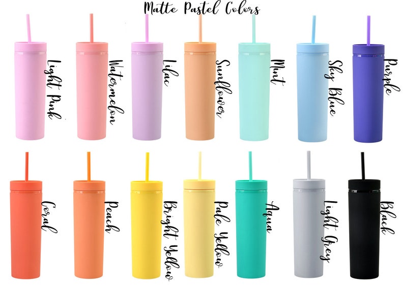 Matte Pastel Color Tumbler Skinny Matte Tumbler | Etsy