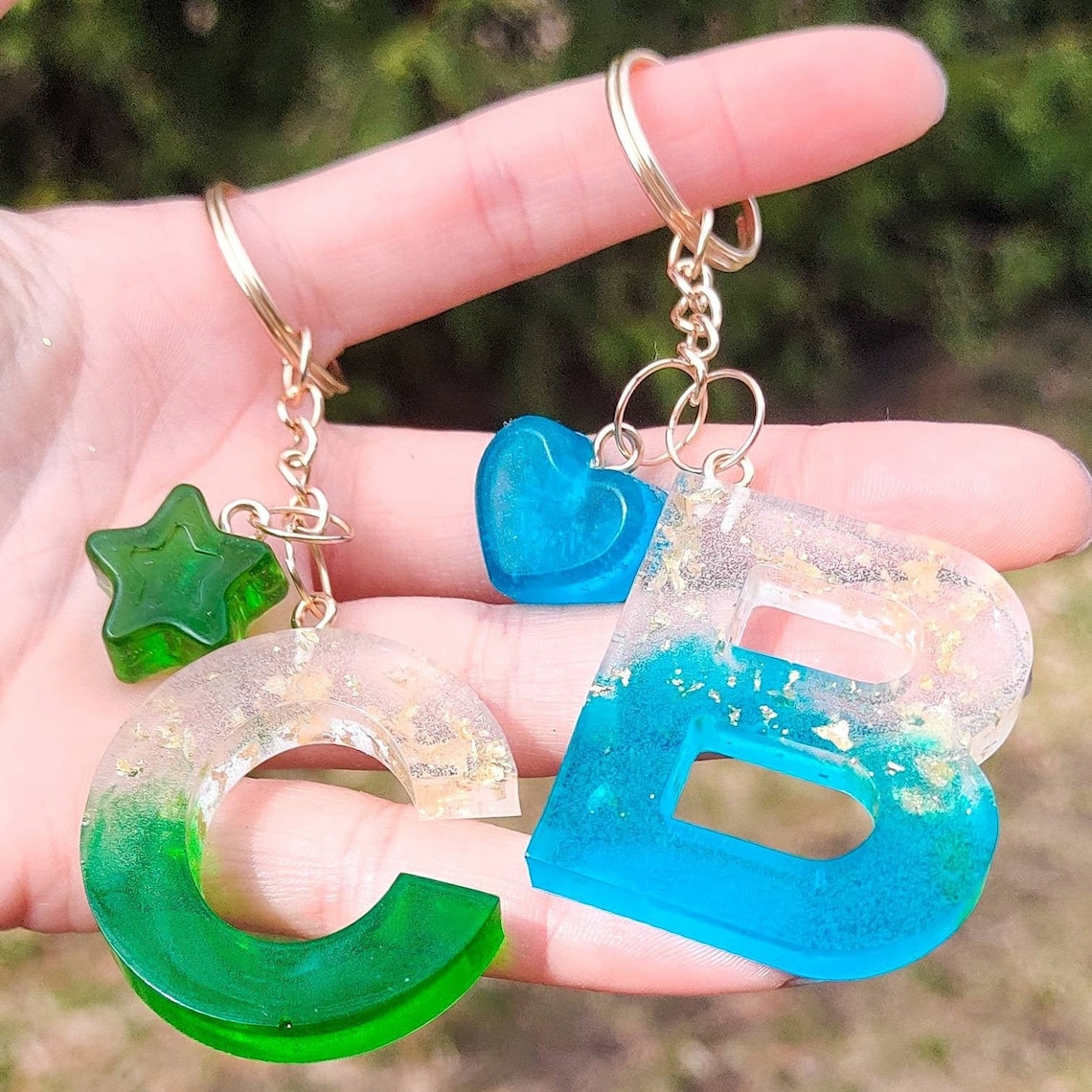 Resin Initial Keychain Personalized Keychains Color | Etsy