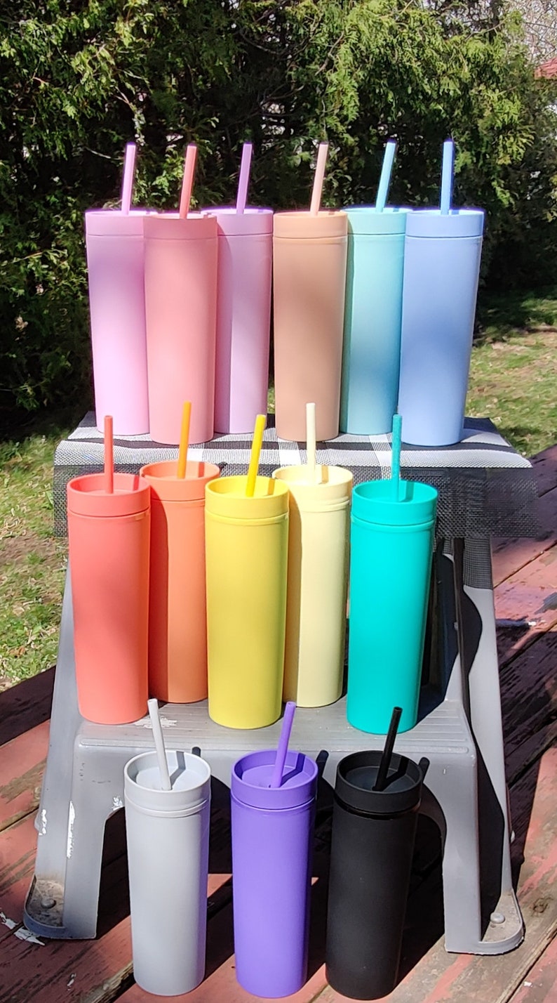 Matte Pastel Color Tumbler Skinny Matte Tumbler | Etsy
