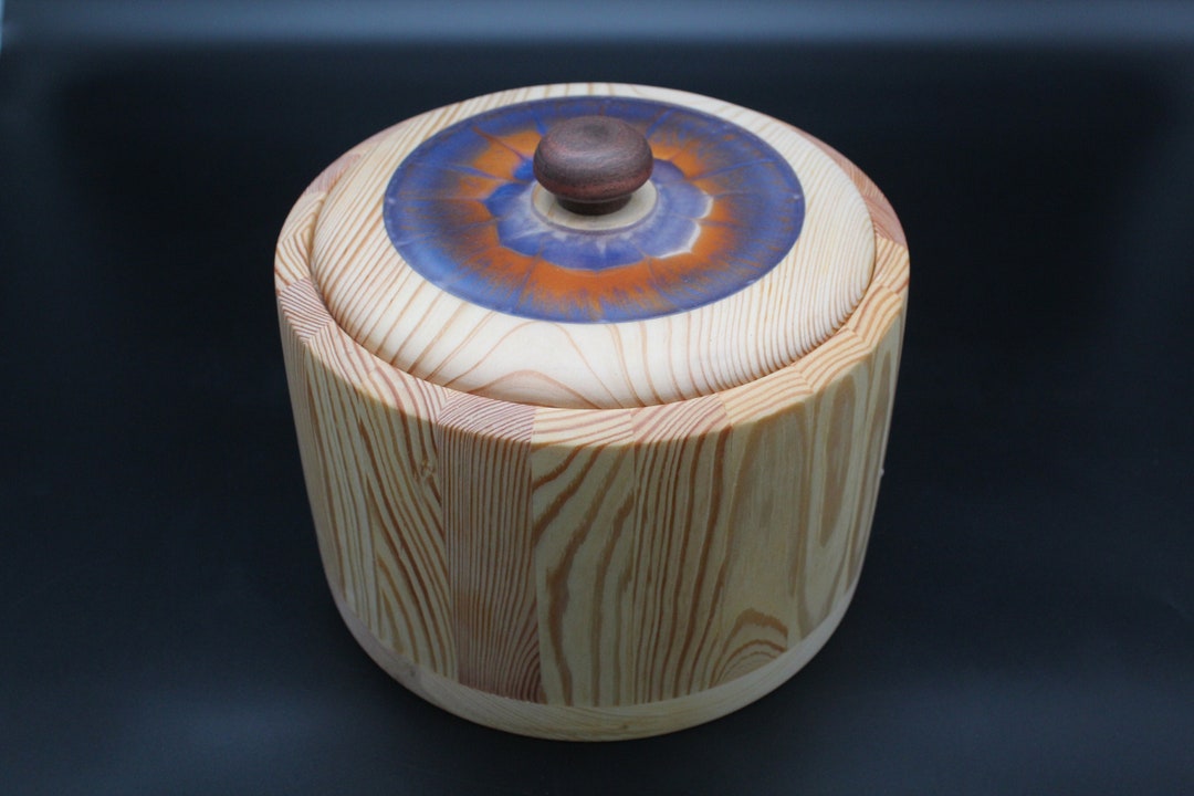 Storage Storage Container Wood Segments Epoxy Resin Orange Violet ...
