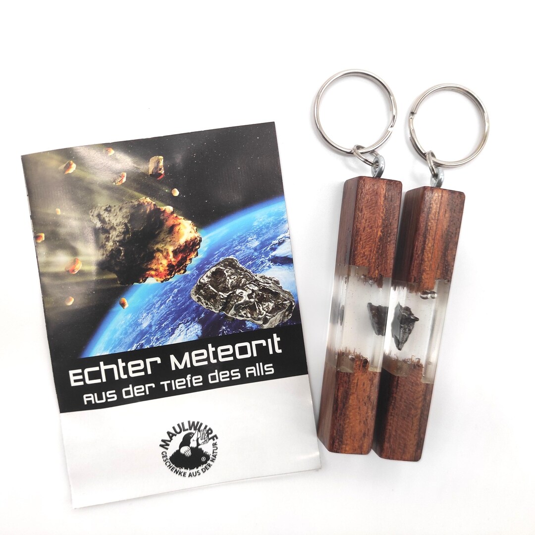 Keyring Meteorite Set of 2 Partner Wood Space All Epoxy Resin Epoxy ...