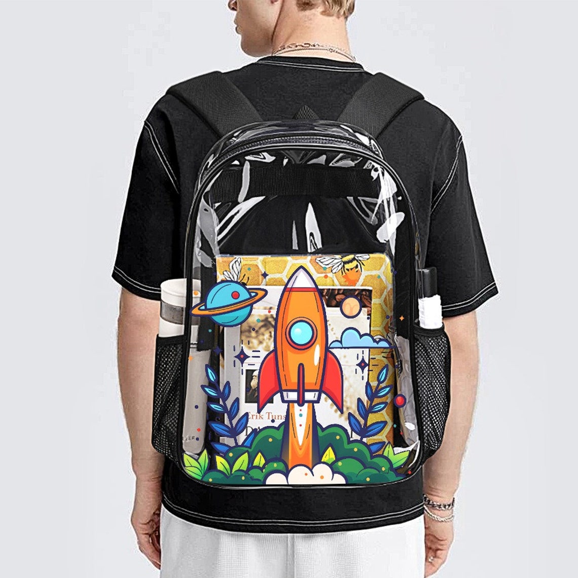 Rocket-themed Backpack, Transparent Backpack, See Through Rucksack ...