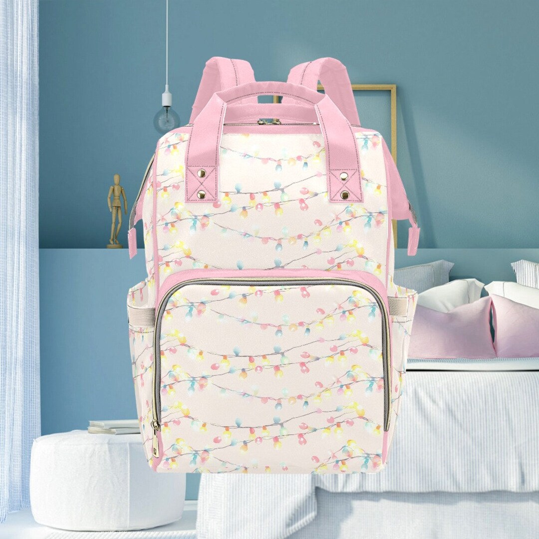 Fairy Lights Pink Nappy Bag, Baby Change Bag, Unique Diaper Rucksack ...