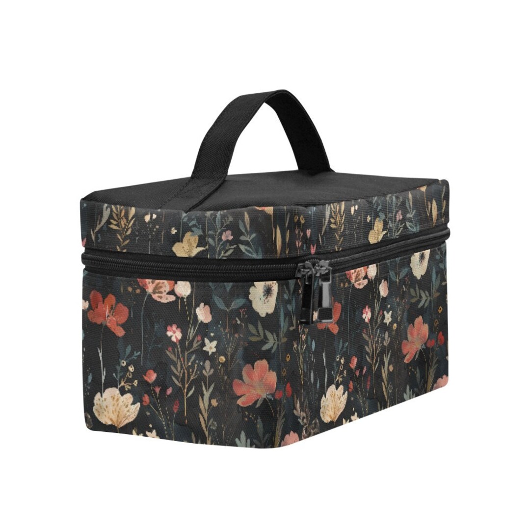 Dark Meadow Cosmetic Travel Case: Floral Makeup Bag, Gothic Makeup Bag ...