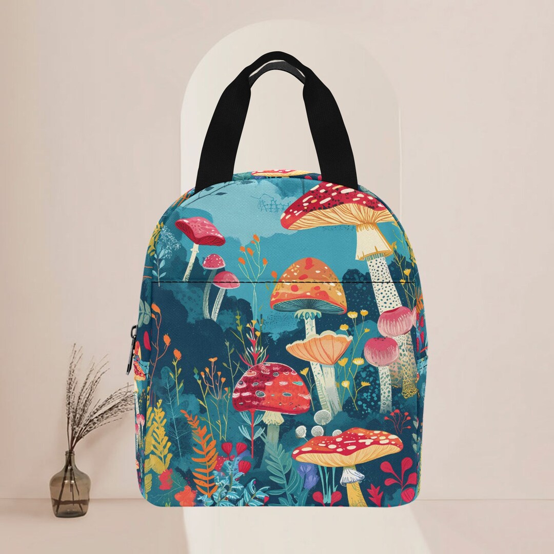 Colourful Toadstool, Zipper Closure Thermal Lunch Bag, Insulated ...