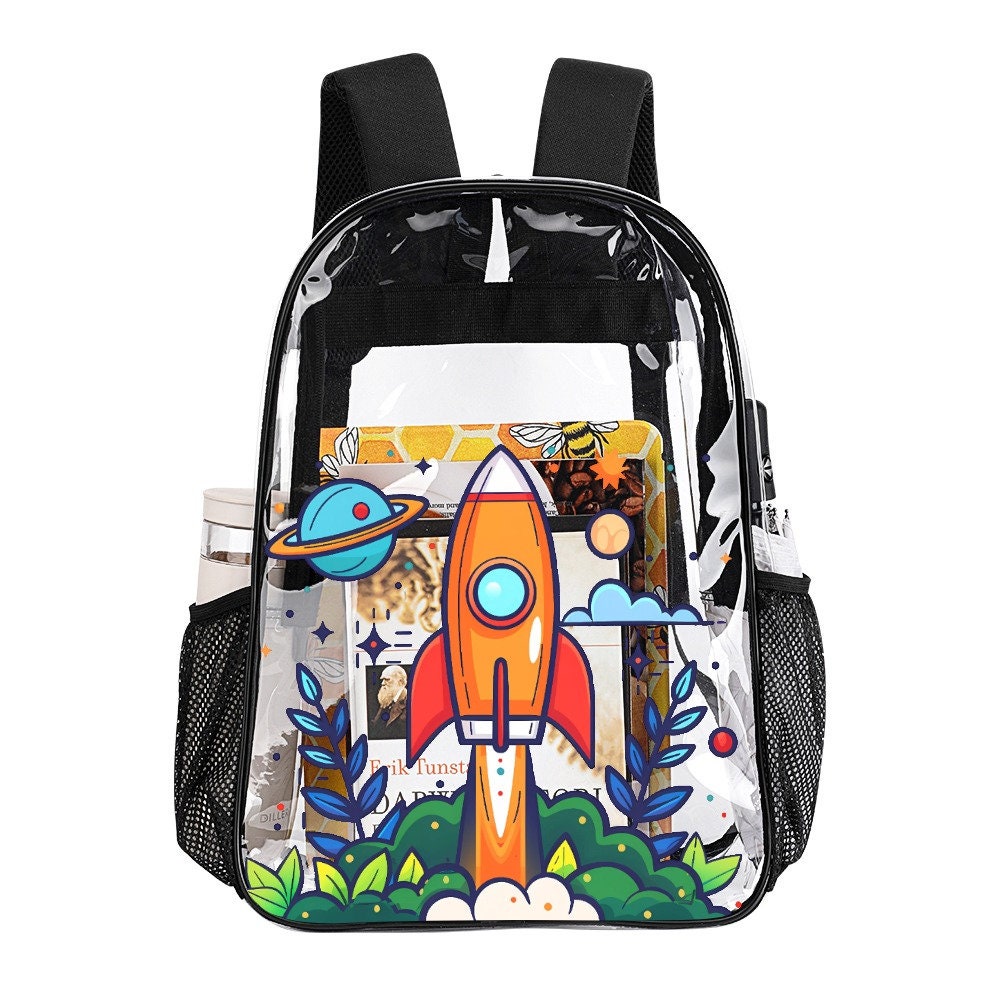 Rocket-themed Backpack, Transparent Backpack, See Through Rucksack ...