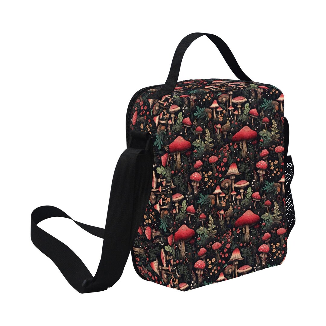 Toadstool Mushroom Forest - All Over Print Crossbody Lunch Bag, Back to ...