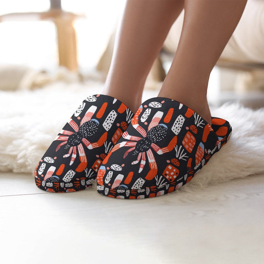 Spider Gothic Flannel Slippers, Autumn Indoor Shoes - Etsy