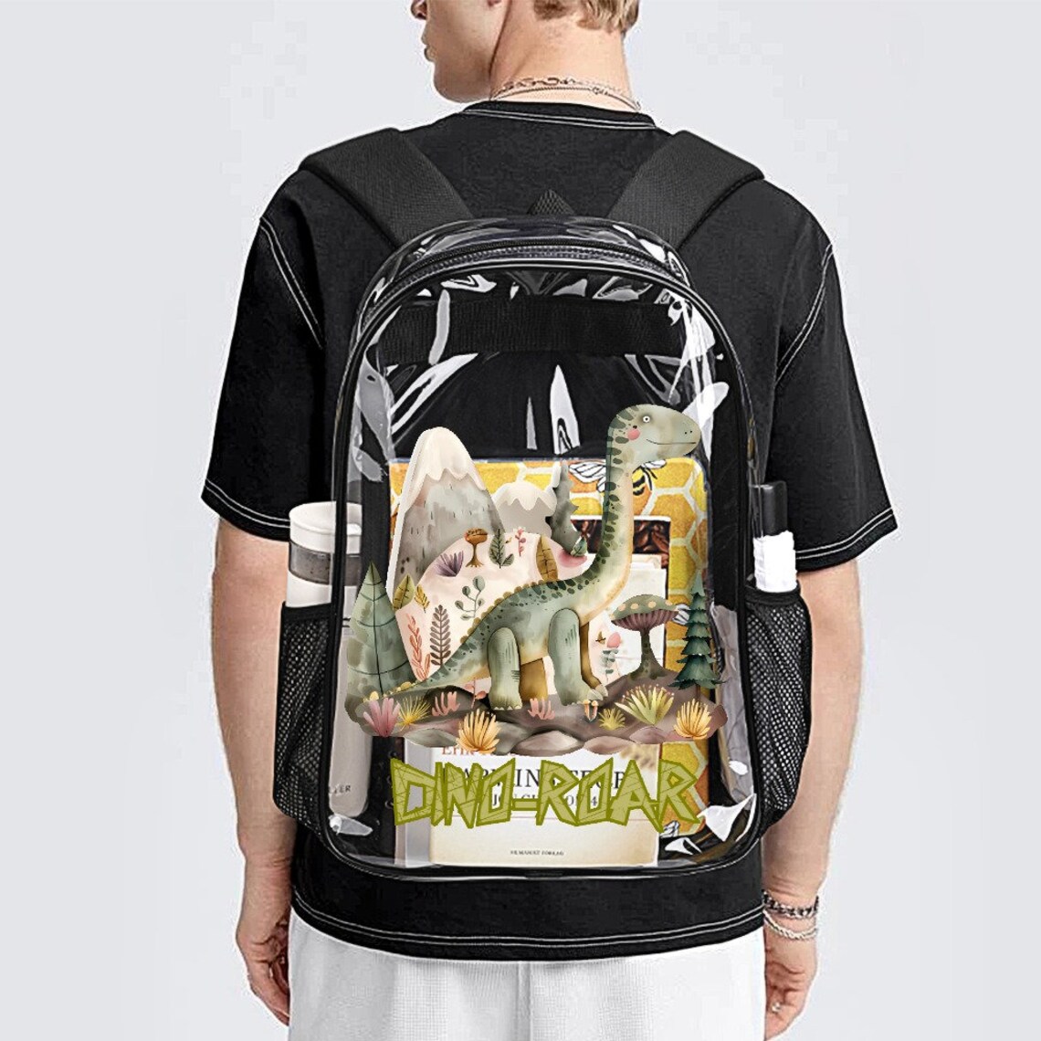 Dino Roar - Dinosaur School Bag, Transparent Backpack, See Through ...