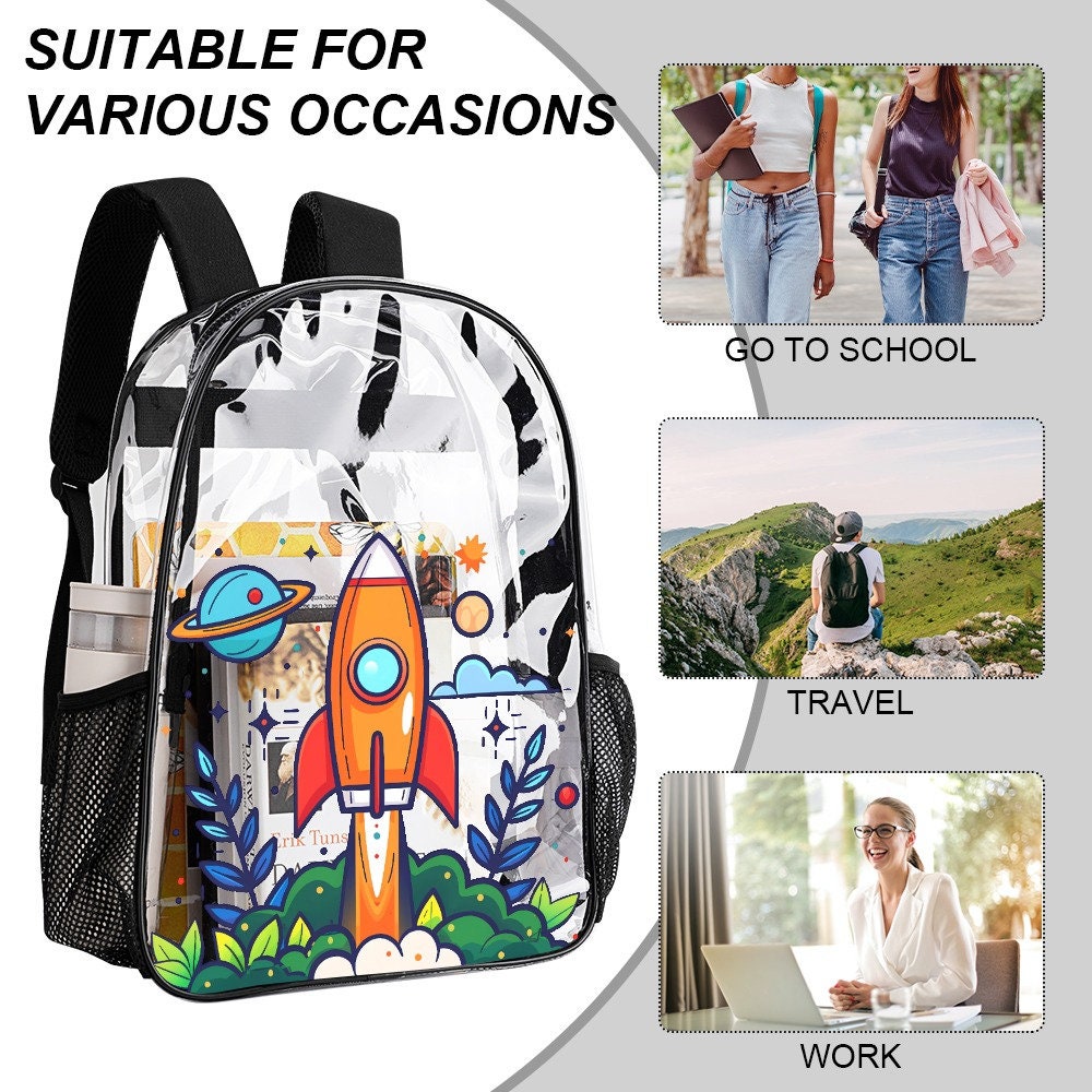 Rocket-themed Backpack, Transparent Backpack, See Through Rucksack ...