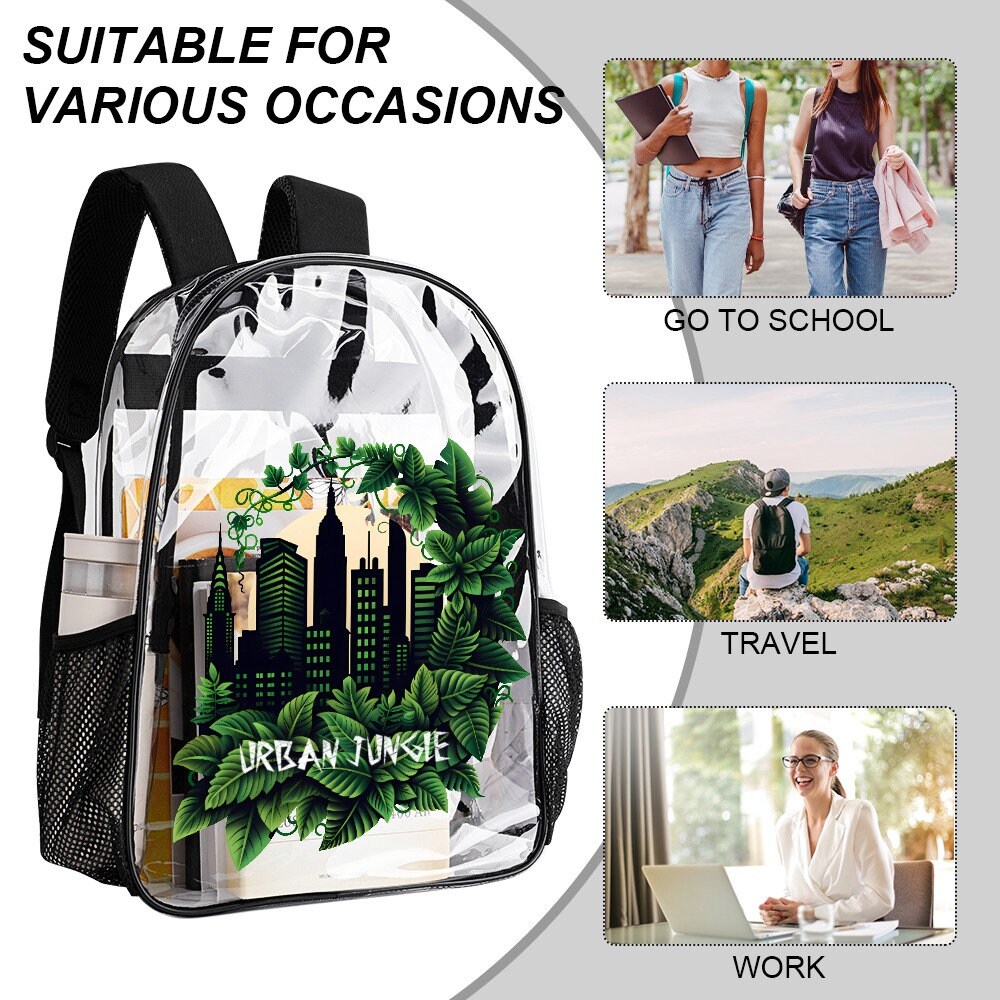 Urban Jungle School Bag, Transparent Backpack, See Through Rucksack ...