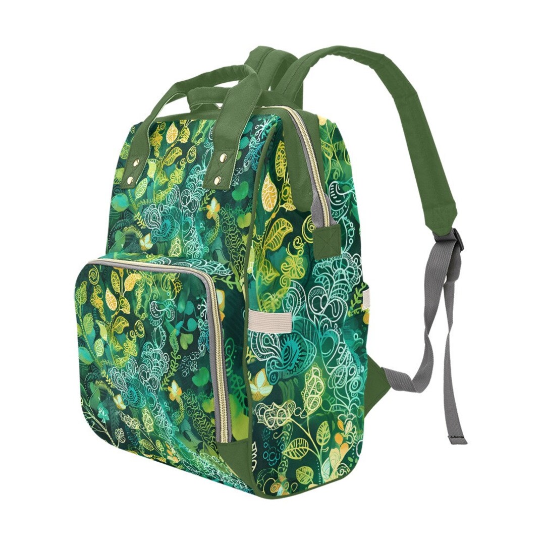 Alternative Mum Bag, Chic Green Backpack, Forest Swirl Diaper Bag ...