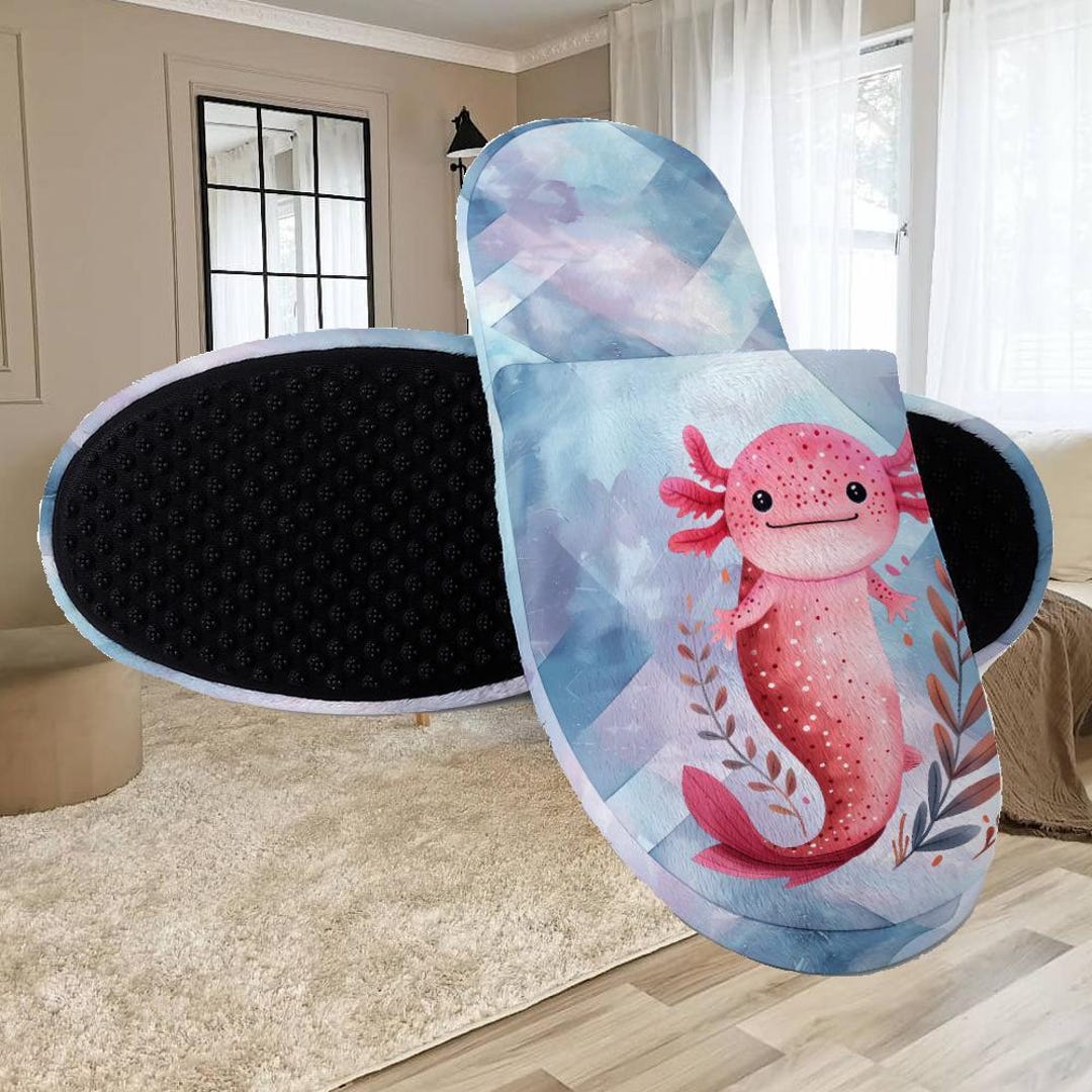 Pink Axolotl Slippers, Hollandy Women's Slippers, Indoor Shoes ...