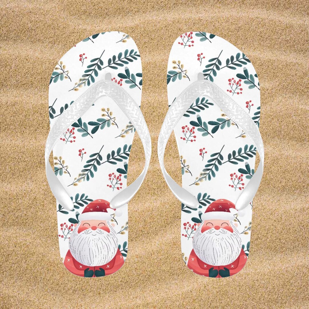 Christmas Flip Flops, Personalized Winter Sandals, Seasonal Sandals ...