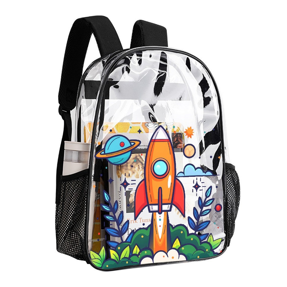 Rocket-themed Backpack, Transparent Backpack, See Through Rucksack ...